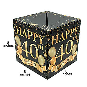 Buildinest 40th Birthday Party Decorations Box – Cheers to 40 Years, 40 Birthday Party Supplies – 1 Set(Box-40-BLK)