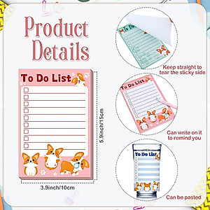 Geyee 4 Pads Corgis Sticky Notes Notepad Corgi Gifts for Dog Lovers, 200 Sheets to Do List Sticky Notepads Funny Kawaii Welsh Dog Butt Humor Notebook Cute Notes with Lines Supplies, 4" x 6"