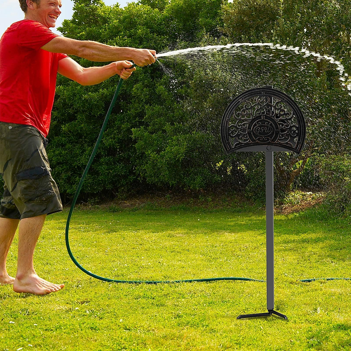 GOFORWILD Garden Hose Holder Butler, Decorative Sturdy Water Hose Rack, Durable Wall Hose Hanger, Holds 125-Feet of 5/8-Inch Hose, Hose Reel, Made of Stainless Cast Aluminum, 7009