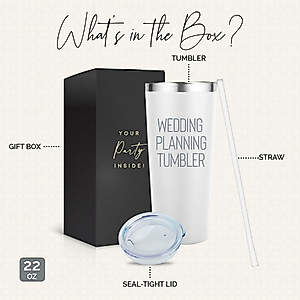 Your Dream Party Shop Wedding Planning Tumbler, 22oz - Future Mrs. Wine Cup with Lid and Straw, Perfect Engagement Gift for Bride-to-Be - Wedding Planning Gifts for Bride
