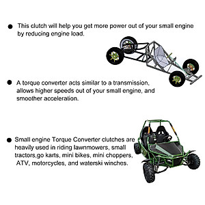 BLACKHORSE-RACING 1" Go Kart Torque Converter CVT Comet Clutch Go Kart Clutch Replaces Comet 219554A 203814A TAV2 30-75 Yerf Dog Manco Mini Bike 10T #40/41 Chain