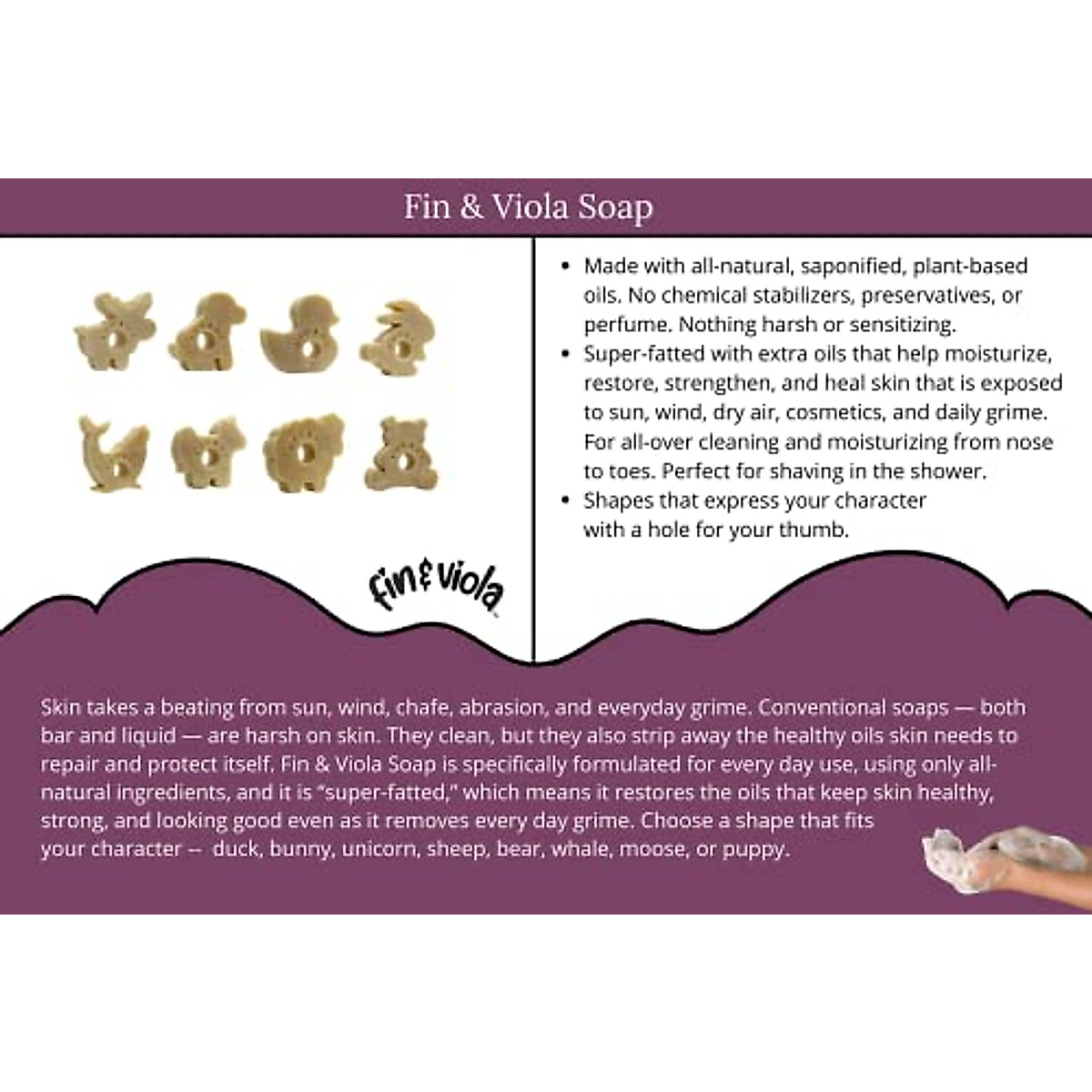 Fin & Viola Bar Soap (4 oz Bar) -- All Natural -- Fun Animal Shapes -- Preservative & Chemical-Free-- 5 Simple Ingredients -- Pediatrician Approved (Bunny), Yellow