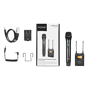 Saramonic UHF Wireless Handheld Mic System w/Dual-Channel Camera-Mountable Receiver (UwMic9 RX9+HU9) (UWMIC9RX9HU9), Black