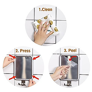 Lunmore Shower Mirror Fogless for Shaving, Rectangle with 4 Suction Cups Fogless Shower Mirror with Razor Holder Drop-Proof & Rust-Resistant