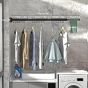 BONYCUST 3 Fold Retractable Clothes Drying Rack, Wall Mounted Clothes Hanger Collapsible for Balcony, Bathroom, Patio,Laundry (Black)