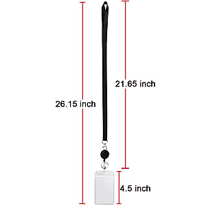YOUOWO Lanyard Black Retractable Badge Reel with ID Badge Holder with Badge Reel Clip for id Card Badges Holders Vertical Punched Zipper Waterproof 2 Pack