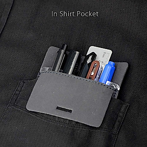 Pocket Protector, Leather Pen Pouch Holder Organizer, for Shirts Lab Coats, Hold 5 Pens, Designed to Keep Pens Inside When Bend Down. No Breaking of Pen Clip. Thick PU Leather, Navy, 2 Per Pack.
