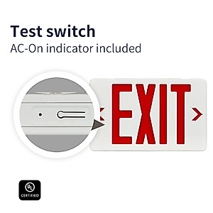 LEDONE Red Exit Sign, LED Emergency Exit Light with Battery Backup, Double Face, 120-277v, Damp Location, Hardwired Red Letter Exit Lights, UL 924 Title 20 Listed, 1PK