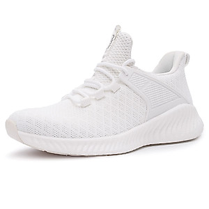 Akk Womens Running Workout Shoes - Non Slip Lightweight Gym Mesh Sneakers for Walking, Tennis, Training, Outdoor Sport White Size 7.5 US