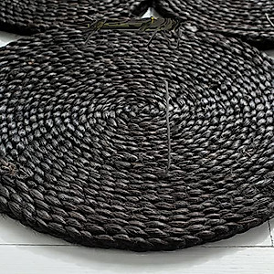 Agro Richer Black Circle Design Hand Braided Home Living Room Round Shape Carpet Living Room Farmhouse Carpet Rug (150x150 CM (5x5 Sq.Feet))