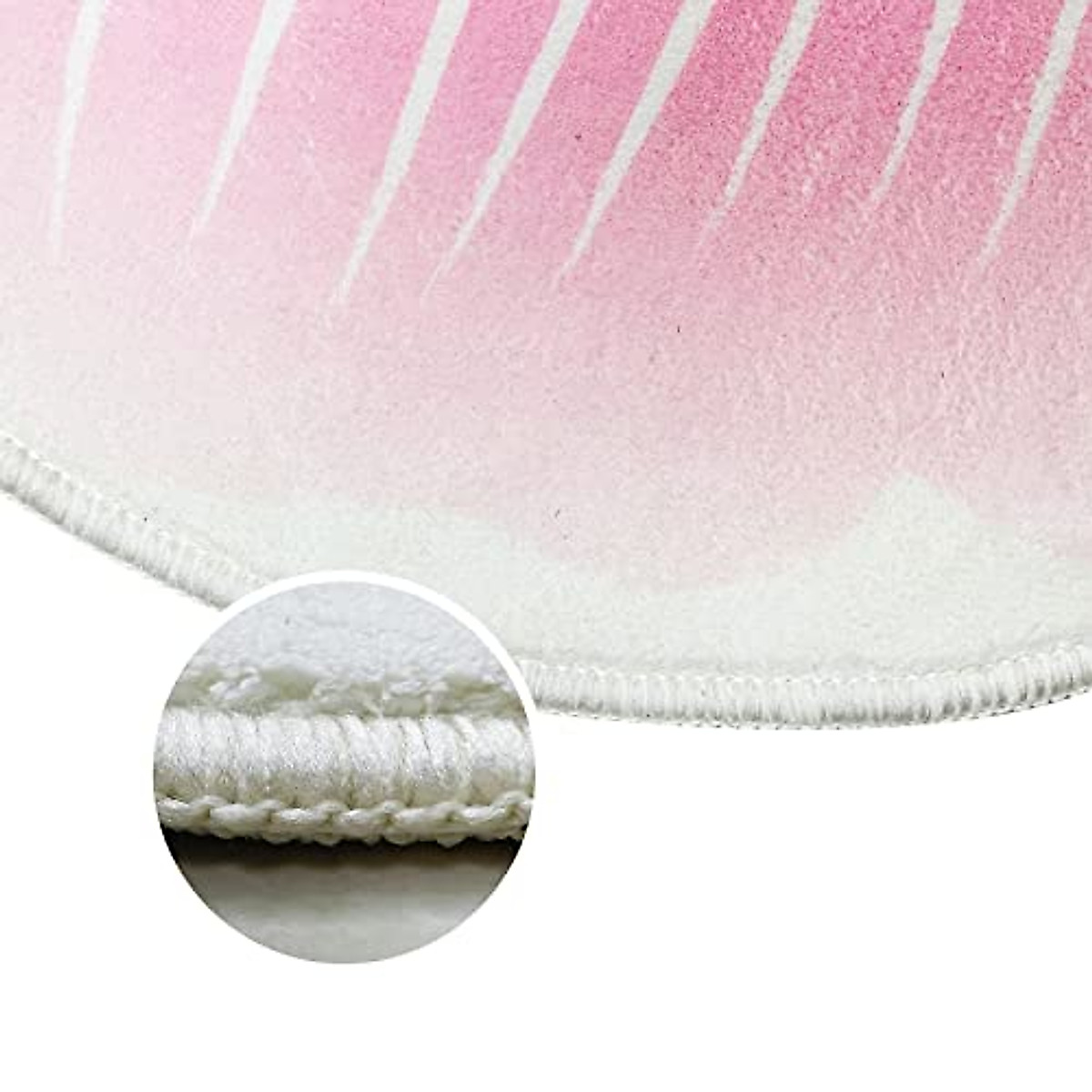 USTIDE Pink Flower Shaped Area Rug Washable Round Floral Carpet Absorbent Bathroom Rug Super Soft Round Play Rug for Kitchen Bedroom Living Room Nursery Decoration (39.3")