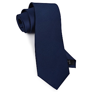 GUSLESON Classic Men's Wedding Ties for Men Silk Navy Blue Tie Solid 8cm Necktie (0791-03)