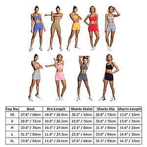 IMEKIS Workout Sets for Women 2 Piece Yoga Outfit: Tracksuits High Waisted Running Biker Shorts with Adjustable Strap Sport Bra Exercise Running Clothes Athletic Gym Sets Matching Active Wear Blue S