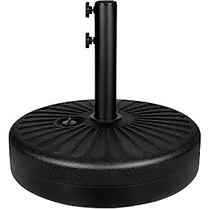 Simple Deluxe 20" Round Heavy Duty Patio Umbrella Base Stand with Steel Umbrella Holder, Water or Sand Fillable for Outdoor, Lawn, Garden, 50lbs Weight Capacity, Black
