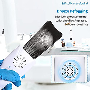 Dental Photography Mirrors Fog-Free - Dental Orthodontics Mirror Reflector Intra-oral Teeth Inspection LED Mirror Wireless Charger & Fan with 4 Interchangeable Mirrors