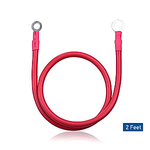 Cable Matters 6 Gauge Battery Cable Inverter Power Cable with Oxygen-Free Copper 2 Feet - Black + Red 2 Piece Set