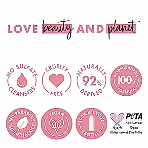 Love Beauty and Planet Plant-Based Body Wash Nourish and Illuminate Skin Rose Water and Niacinamide Made with Plant-Based Cleansers and Skin Care Ingredients 32.3 fl oz