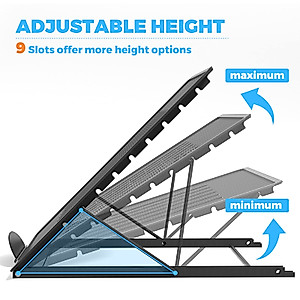MaxGear Laptop Stand, Ergonomic Mesh Laptop Tablet Stand for Desk, Ventilated Adjustable Portable Laptop Riser, Notebook Holder Stand Compatible with MacBook, Dell XPS, HP, 10-17 inches Laptops, Black