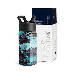 Simple Modern Kids Water Bottle with Straw Lid | Insulated Stainless Steel Reusable Tumbler for Toddlers, Girls, Boys | Summit Collection | 14oz, Typhoon Geode