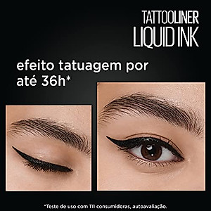 Maybelline New York Tattoo Studio Liquid Ink Eyeliner Makeup, up to 36HR Wear, Sweat Resistant, Smudge Resistant, Ink Black, 0.08 Fl.Oz