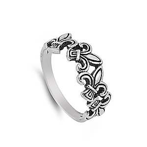 Women's Fleur De Lis Fashion Cute Ring New .925 Sterling Silver Band Size 11
