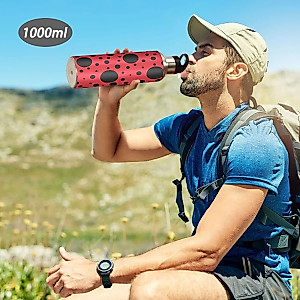 xigua Ladybug Water Bottle Double Walled Stainless Steel Leak Proof Thermo Flask for Sports Gym Cycling Outdoor,20 oz.