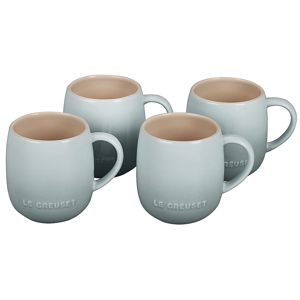 Le Creuset Stoneware Set of 4 Heritage Mugs, 13 oz. each, Sea Salt