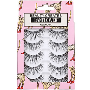 False Eyelashes Glamour Fake Lashes Reusable 100% Handmade (5 Pairs)