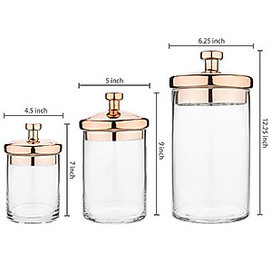 MyGift 6 Piece Clear Glass Apothecary Jar Set with Copper Lid - Decorative Kitchen and Bath Storage Canisters, Wedding Centerpiece Jars, Candy Buffet with Lids