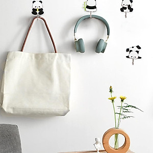 MOROBOR Panda Self Adhesive Hook, 4pcs No Punch Hook Decorative Wall Mounted Hooks Home Office Nursery Room Decoration for Hanging Key, Towel, Hat