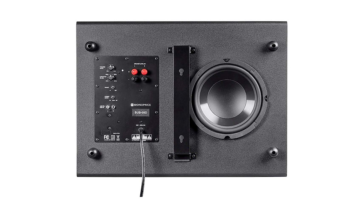 Monoprice SSW-8 Slim Powered Subwoofer - 8 Inch Woofer, 100 Watt, Low ...