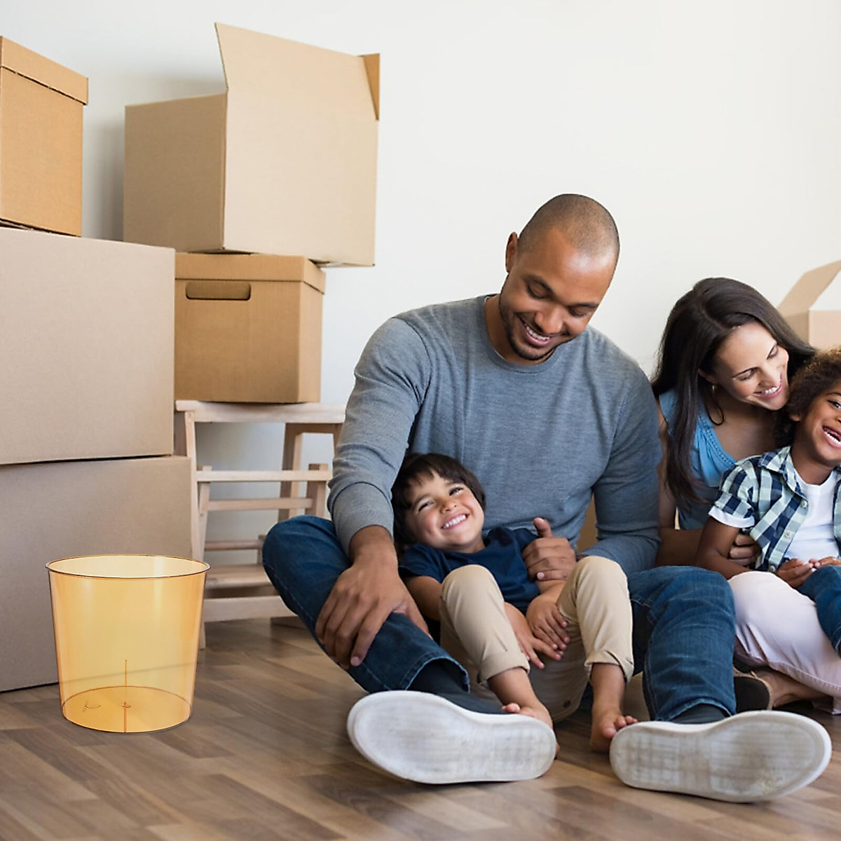 MAGICLULU 2pcs Plastic Waste Basket Clear Round Trash Can Small Wastebasket Garbage Container Bin Trash Bin for Home Bathroom Bedroom Kitchen College Dorm Office Craft Room Orange and Green