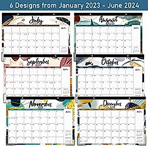 2023-2024 Desk Calendar - 18 Months Large Desk Calendar from Jan 2023 - Jun 2024, 17" x 12", Desk Calendar 2023-2024 with 2 Corner Protectors, Ruled Blocks with Julian Dates, Perfect Desk Calendar