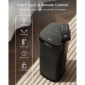iDOO Space Heaters for Indoor Use, Portable Heater for Office, Small Bedroom & large Room, Electric Tower Heating with Remote, Ceramic Fast Heat - Calentones Eléctricos para Cuarto - christmas gifts