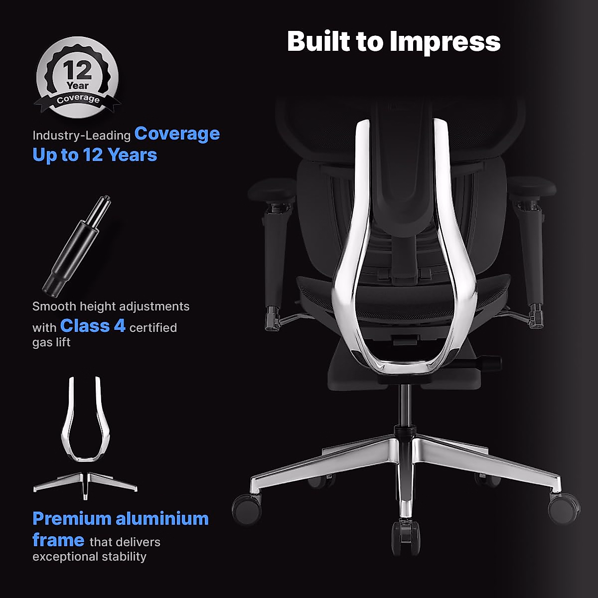 HINOMI X1 Ergonomic Office Chair with Foot Rest - Comfortable Computer Chair, Home Office Desk Chair with Lumbar Support, Comfy Mesh Office Chair, Gaming Chair for Adults (Black, Large)