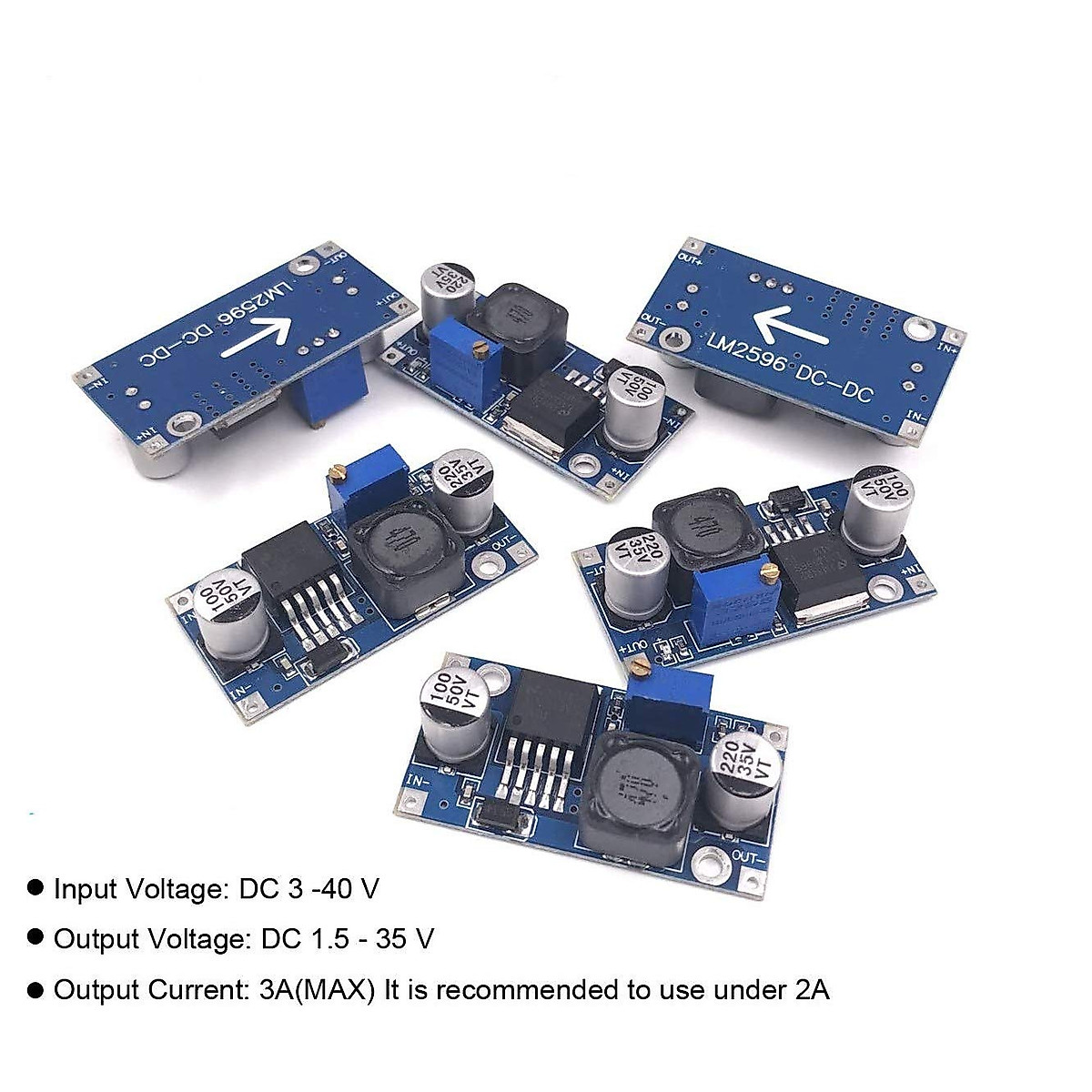 CenryKay 6PCS LM2596 DC-DC Buck Converter, Adjustable Step Down Voltage Regulator 3-40V to 1.5-35V Power Supply Volt Reducer Transformer Module