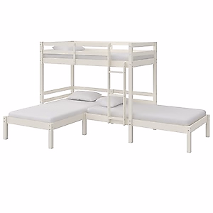 DHP Casey Kids' L-Shaped Corner Triple Bunk Bed, White
