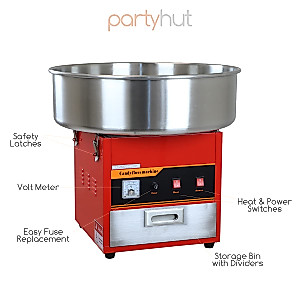 PartyHut Large Commercial Cotton Candy Machine Party Candy Floss Maker Red
