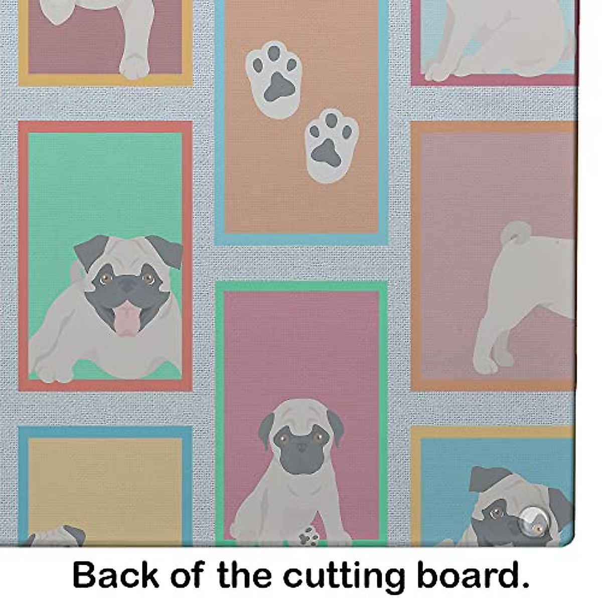 Caroline's Treasures MLM1090LCB Lots of Fawn Pug Glass Cutting Board Large Decorative Tempered Glass Kitchen Cutting and Serving Board Large Size Chopping Board