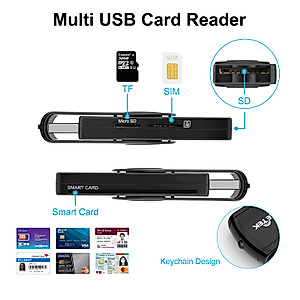 USB Multi Card Reader, 4 in 1 Memory Card Reader for SD SDXC SDHC Micro SD Micro SDXC Micro SDHC MS MMC UHS-1 SIM, DOD Military USB CAC Card Reader, CAC Reader for Mac OS, Windows, Linux