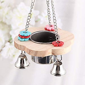 Chew Toys 2pcs Steel Bells Toy- Toys Wooden Size Drinking Pet Parrot Bowl Food Stainless Swing Cage Stand Hanging Practical Wood Chewing with Interactive Small Feeding Large Bird Cage
