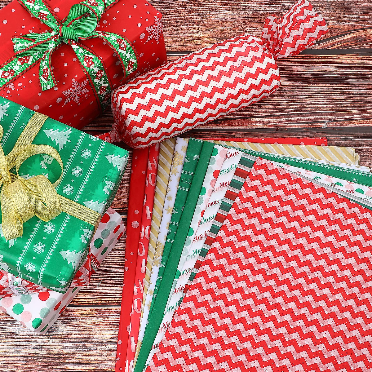 SANNIX 100 Sheets Christmas Tissue Paper Xmas Bulk Gift Wrapping Paper Bag for Christmas Gift Wrapping Boxes DIY Crafts Birthday Holiday Decoration 19.7 ×13.8 Inch (10 Patterns)