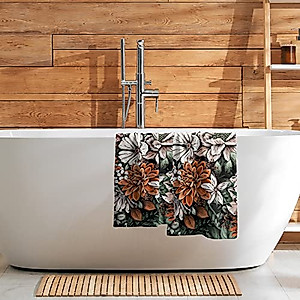 Tropical Green Leaves Hand Towels Washcloth Bathroom Plant Floral Kitchen Home Decor Soft Quick Dry Fingertip Set Gym Yoga Towels 14.4 x 28.3 Inch