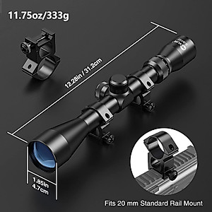 CVLIFE 3-9x40 Optics R4 Reticle Crosshair Scope with 20mm Free Mounts