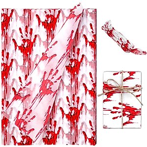 100 Sheets 20 * 14 Inches Horror Bloodstain Pattern Tissue Paper for Gift Bags, Halloween Tissue Paper for Gift Wrapping for Halloween Party DIY Craft