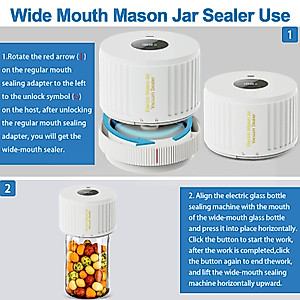 LOVE MOMENT Electric Mason Jar Vacuum Sealer Kit for Wide Mouth and Regular Mouth Mason Jar - White
