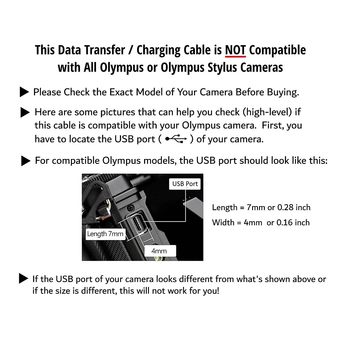 USB Data File Picture Transfer Charger Charging Wire Cord Cable CB-USB5 CB-USB6 CB-USB8 for Olympus Tough TG-830 TG-630 TG-860 TG-870 & Select Stylus (See Product Details & Pictures Before Buying)