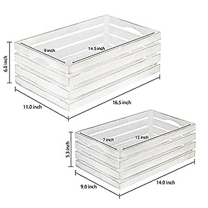 Owlgift Vintage Whitewash Wooden Nesting Storage & Accent Crates Set of 2