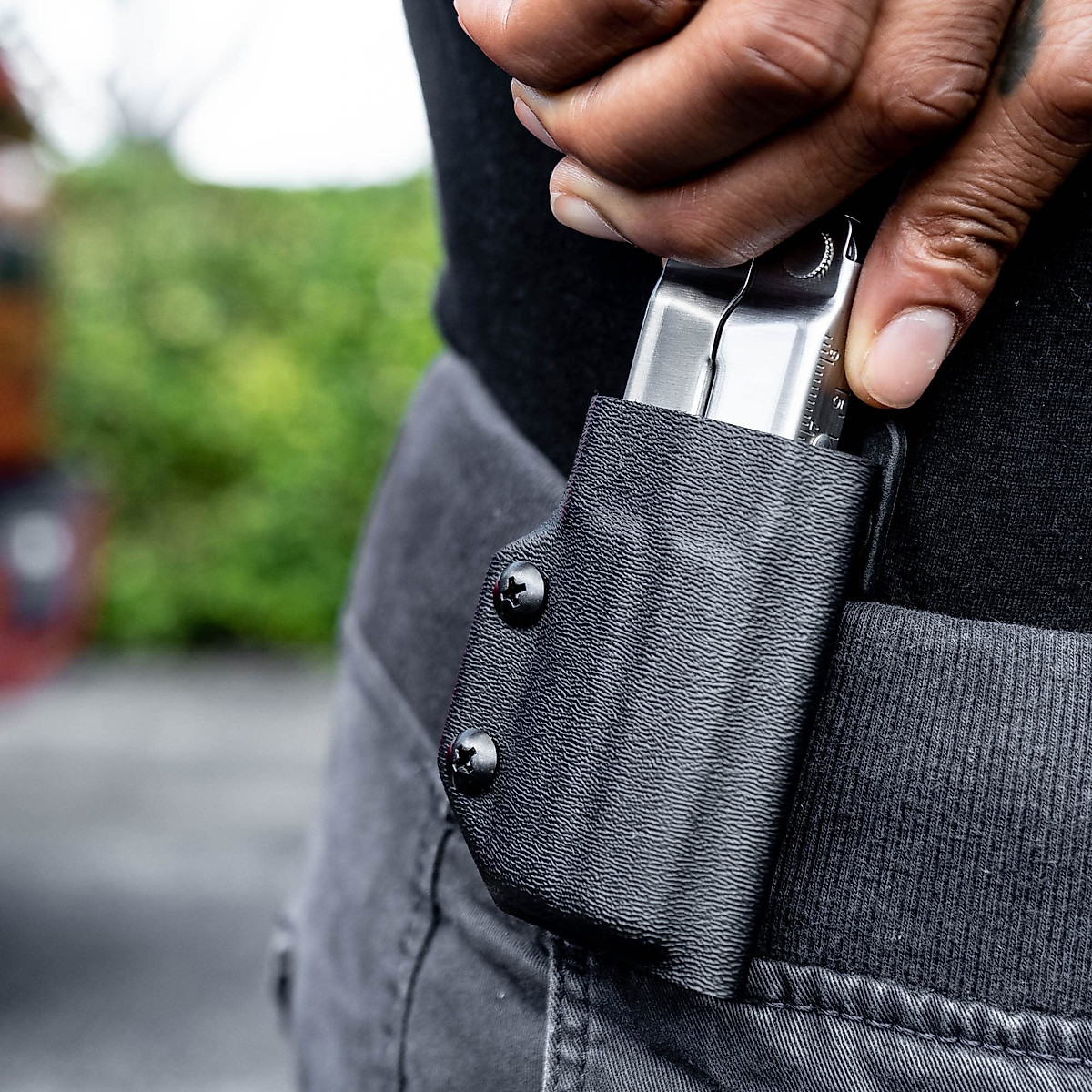 Kydex Multitool Sheath for LEATHERMAN Bond - Made in USA - Multi Tool Sheath Holder Cover Belt Pocket Holster - Multi-tool not included (Black)