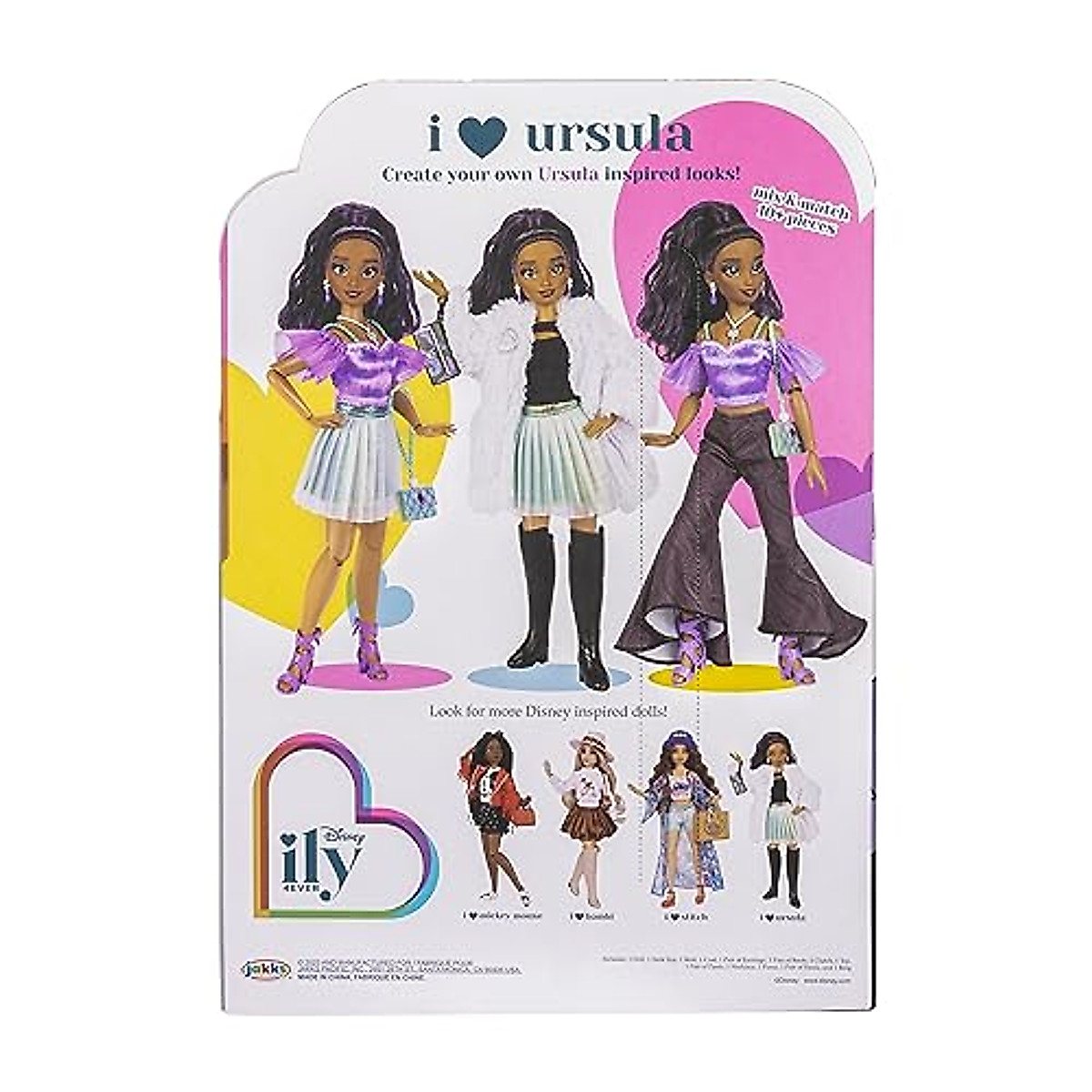 Disney ily 4EVER Dolls Disney 100 - Ursula 11.5" Tall with 13 Points of Articulation, Two Complete Mix-and-Match Outfits and Glittery Mickey Ring for You!